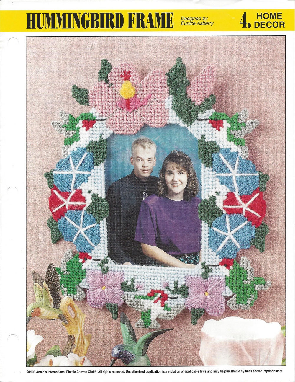Hummingbird Frame Plastic Canvas Pattern Annie's International Club - Etsy