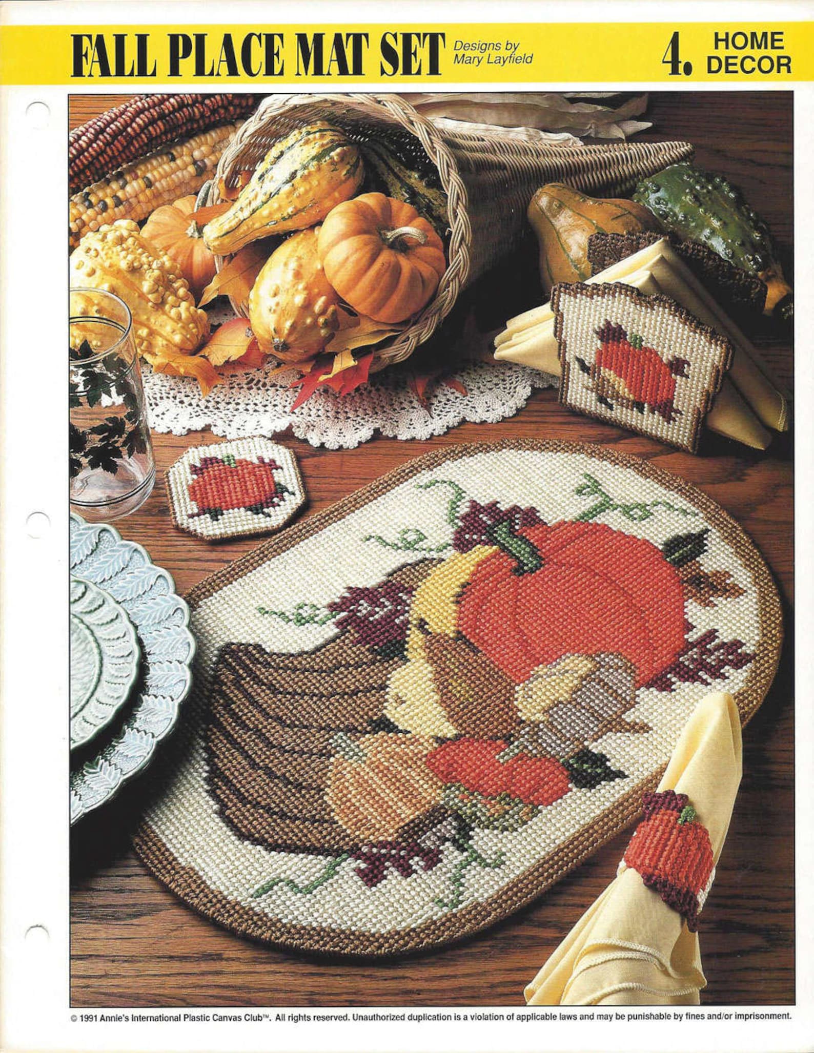 Fall Place Mat Set Plastic Canvas Pattern/annie's International Plastic ...