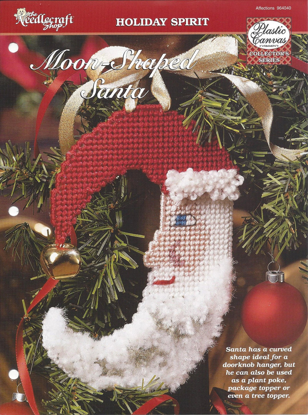 Moon-shaped Santa Plastic Canvas Pattern/the Needlecraft Shop - Etsy