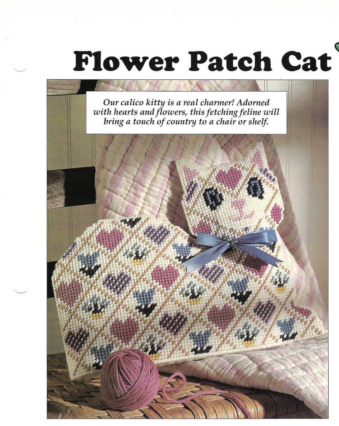 Flower Patch Cat Plastic Canvas Pattern/leisure Arts All Stars - Etsy