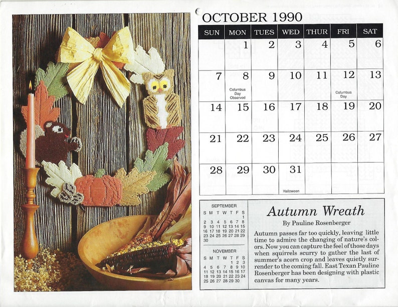 Plastic Canvas Calendar 1990 Pattern Book the Needlecraft - Etsy