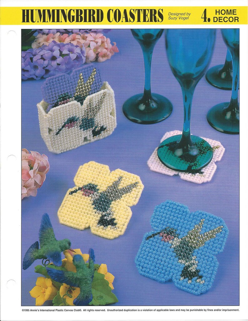 Hummingbird Coasters Plastic Canvas Pattern Annie's | Etsy