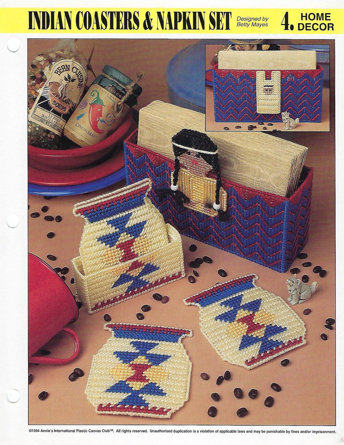 Indian Coasters & Napkin Set Plastic Canvas Pattern Home - Etsy