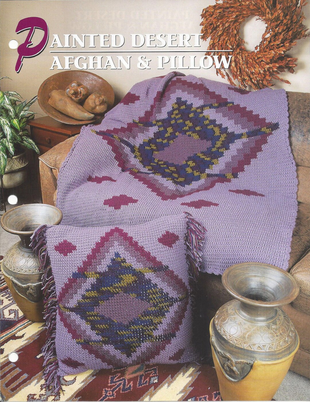 Painted Desert Afghan & Pillow Crochet Pattern/annie's Crochet Quilt ...