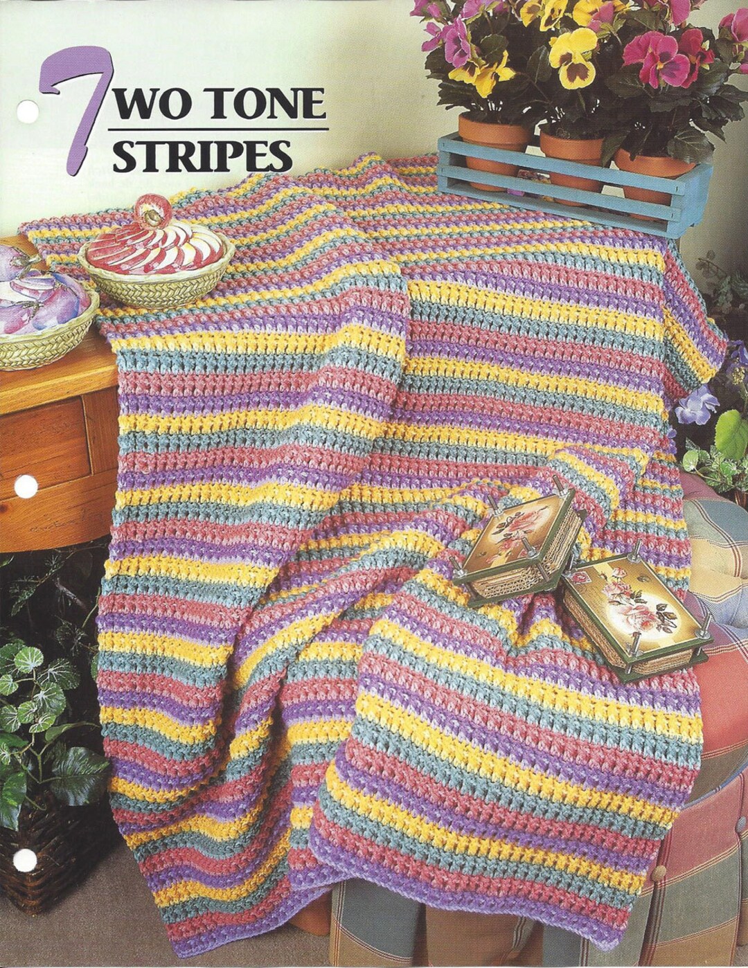 Two Tone Stripes Crochet Afghan Pattern/annie's Crochet Quilt & Afghan ...