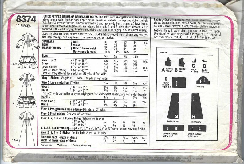 Simplicity 8374 Sewing Pattern Wedding Dress Bridal Gown - Etsy
