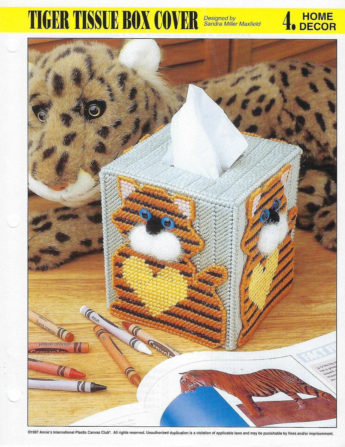 Tiger Tissue Box Cover Plastic Canvas Pattern/annie's International ...