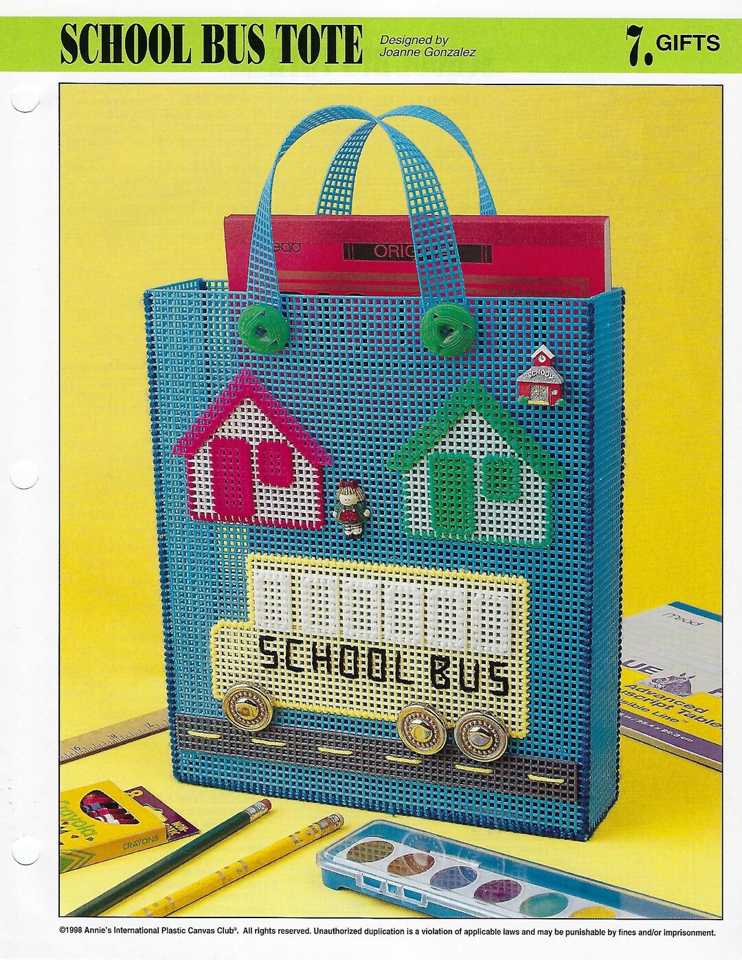 School Bus Tote Plastic Canvas Pattern/annie's International Plastic ...
