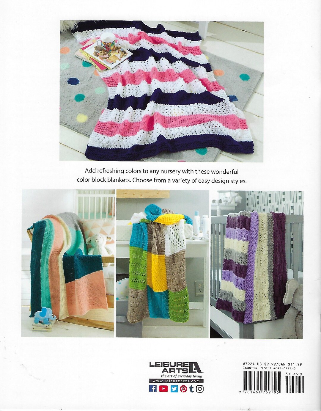 Knit Color Block Blankets Pattern Book/baby Blankets/leisure Arts #7224 ...