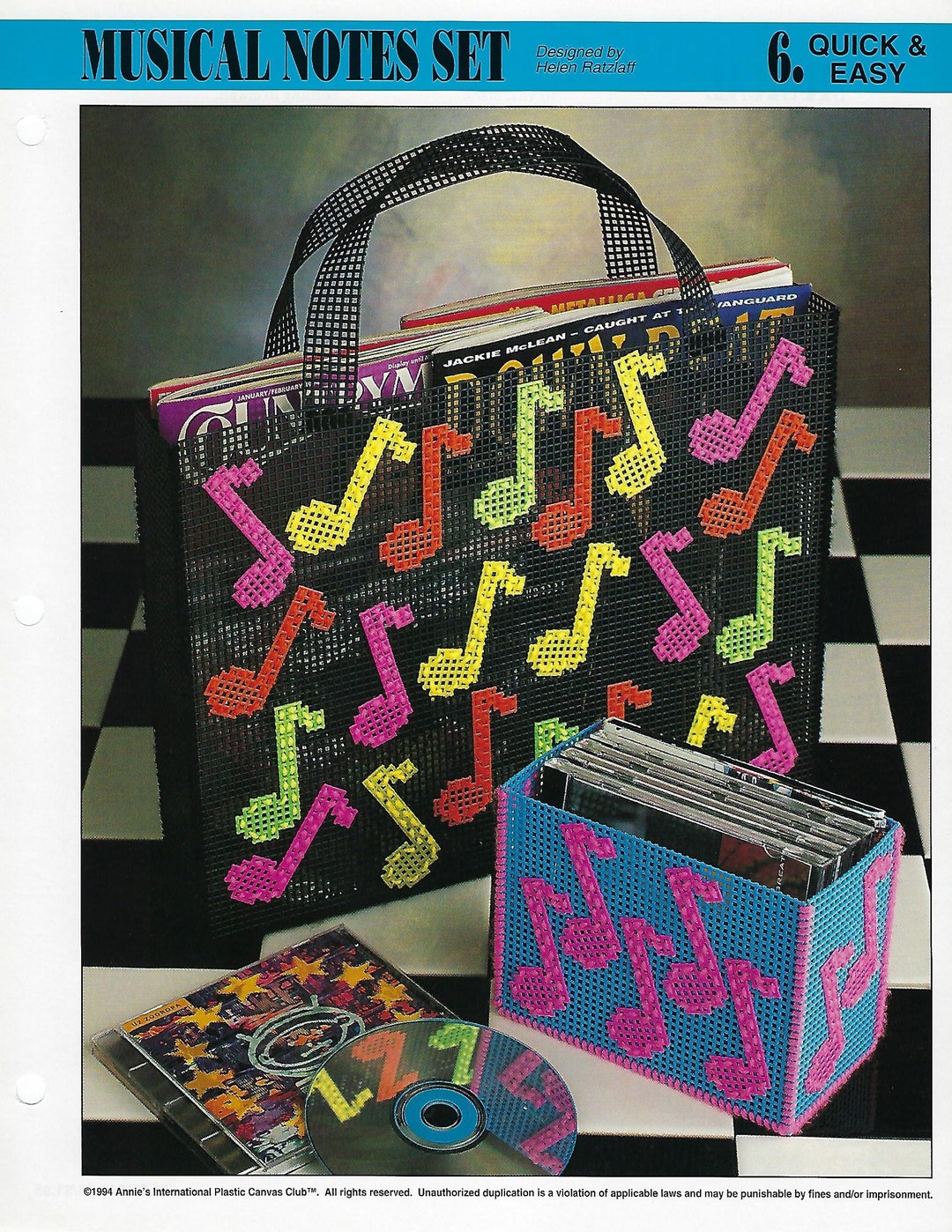 Musical Notes Set Plastic Canvas Pattern/annie's International Pattern ...