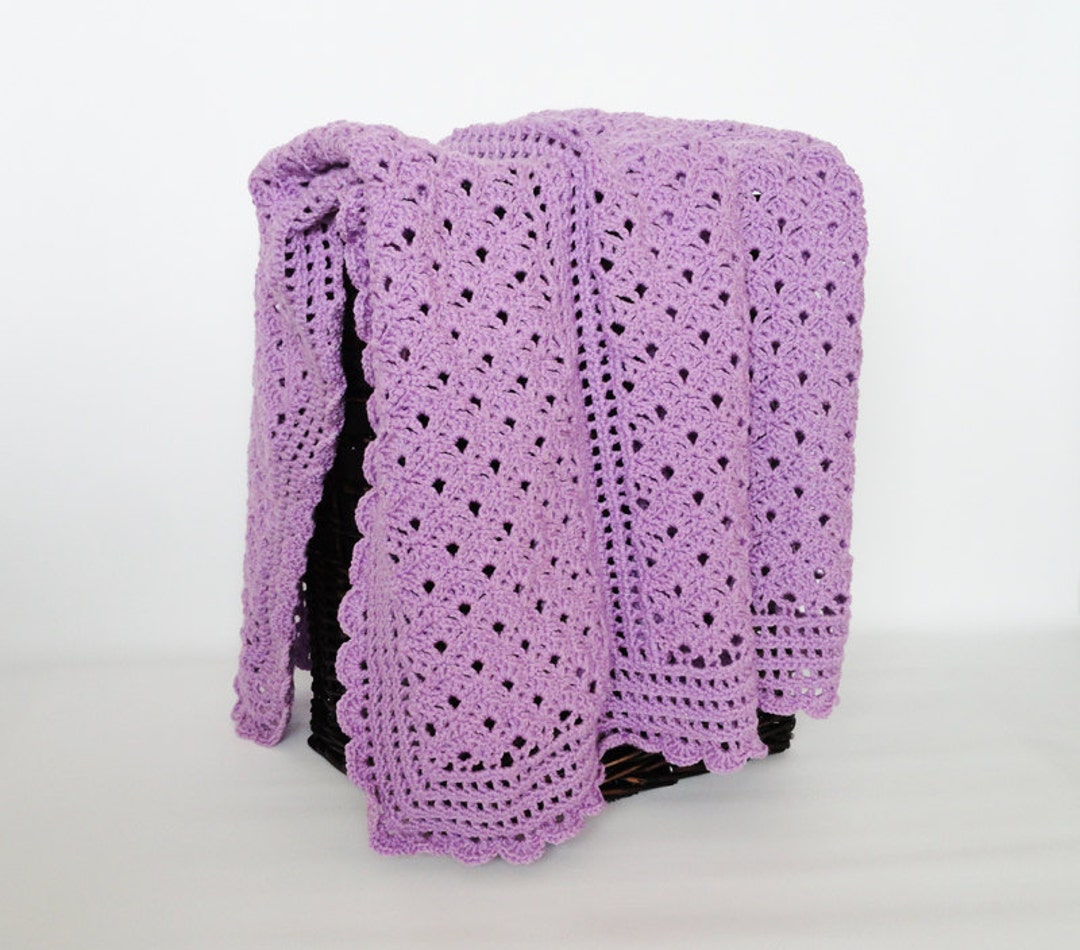 Crochet Afghan, Orchid Purple, Crochet Blanket, Sofa Throw, Home Decor ...