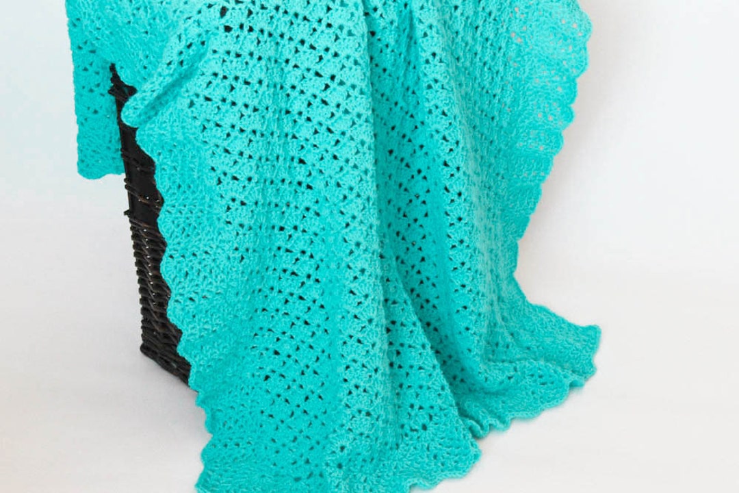 Crochet Baby Afghan Blanket in Turquoise/crib Bedding/ Baby Gift/lap ...