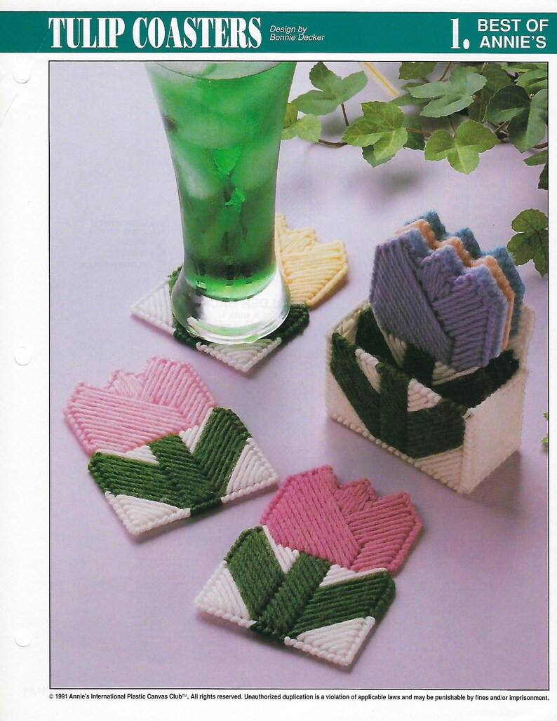 Tulip Coasters Plastic Canvas Pattern Annie's - Etsy
