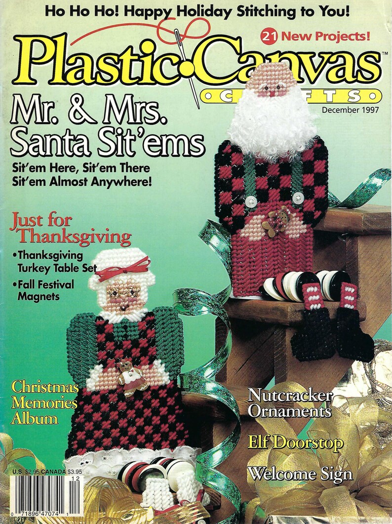 Plastic Canvas Crafts Magazine Pattern Book December 1997 - Etsy