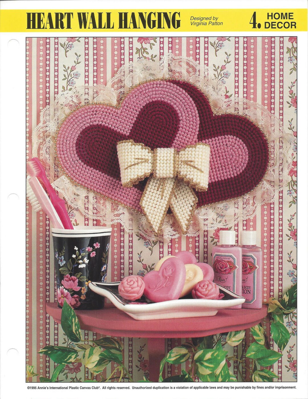 Heart Wall Hanging Plastic Canvas Pattern/annie's International Plastic ...
