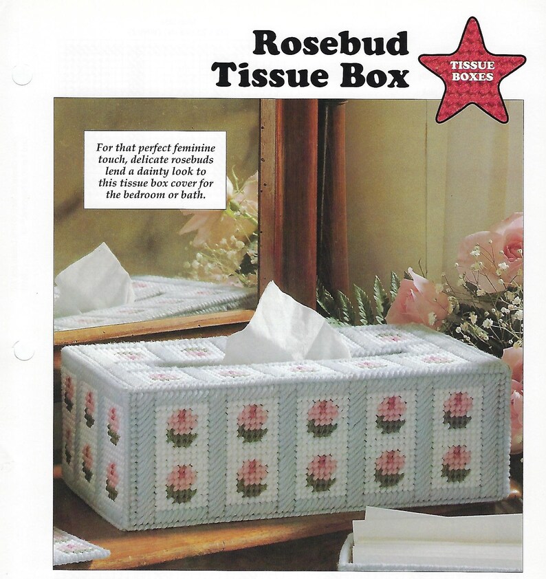 Rosebud Tissue Box Plastic Canvas Pattern Leisure Arts All | Etsy