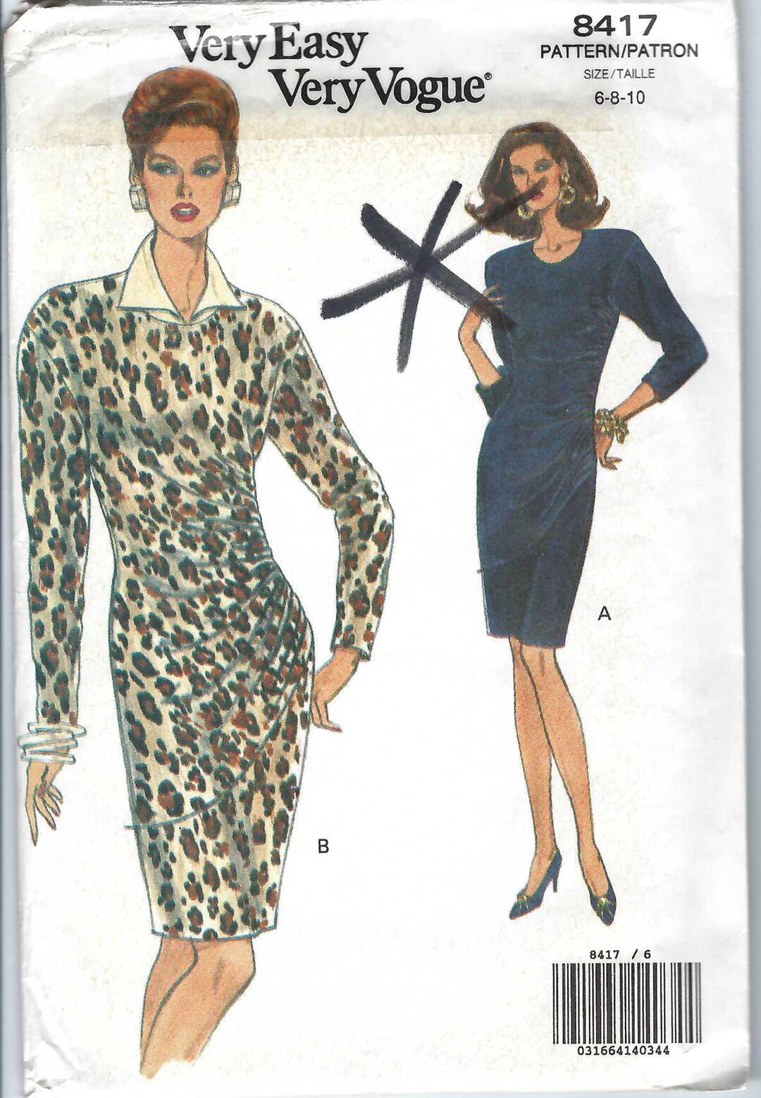 Sewing Pattern Vogue 8417/misses Fitted Dress Sizes 6-10/uncut Factory ...