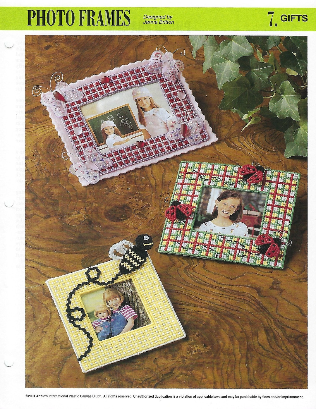 Photo Frames Plastic Canvas Pattern Annie's International Pattern Club ...
