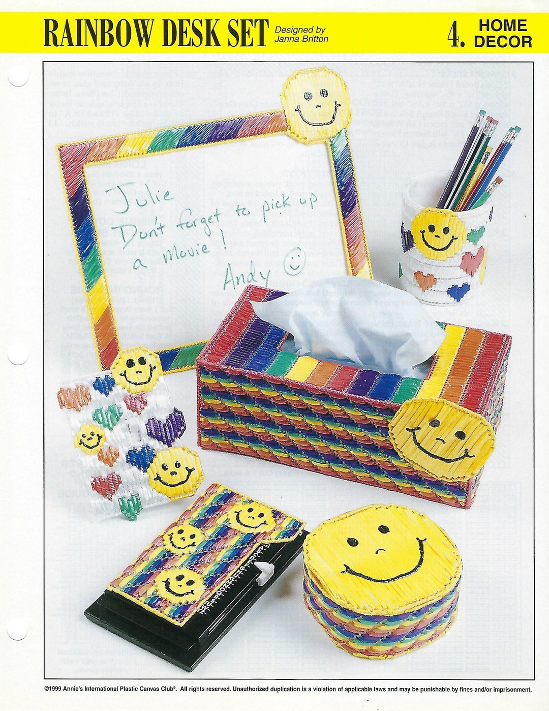 Rainbow Desk Set Plastic Canvas Pattern - Annie's International Pattern ...