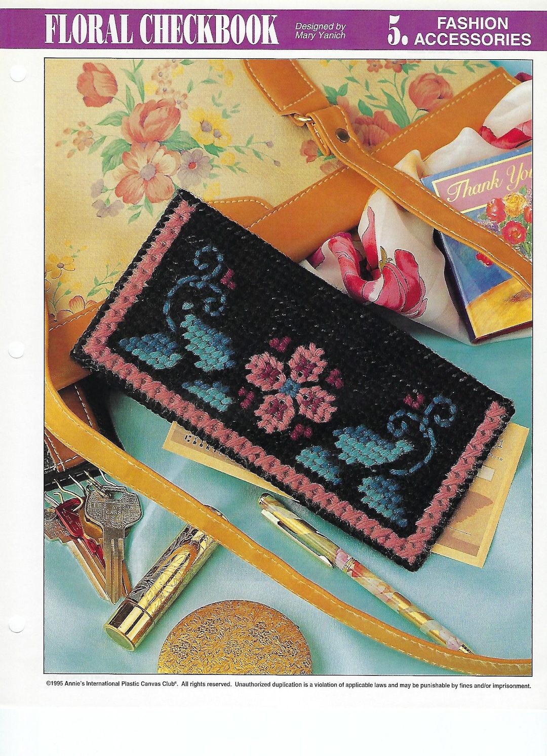 Floral Checkbook Plastic Canvas Pattern/annie's International Plastic ...