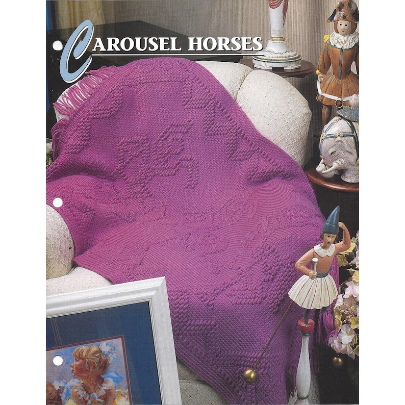 Carousel Horses Crochet Afghan Pattern Annie's Quilt & Afghan Club - Etsy
