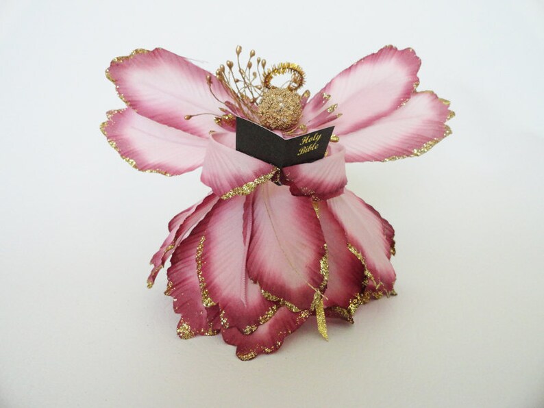 Flower Angel Mauve & Light Pink With Gold Glitter Gift - Etsy