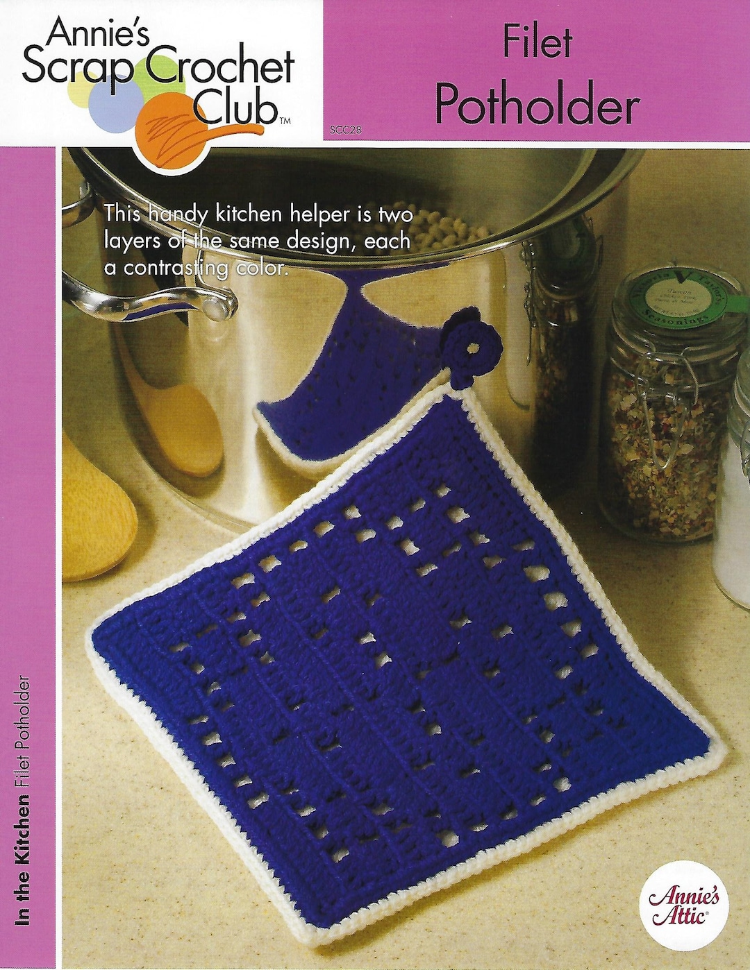 Filet Potholder Crochet Pattern/annie's Scrap Crochet - Etsy