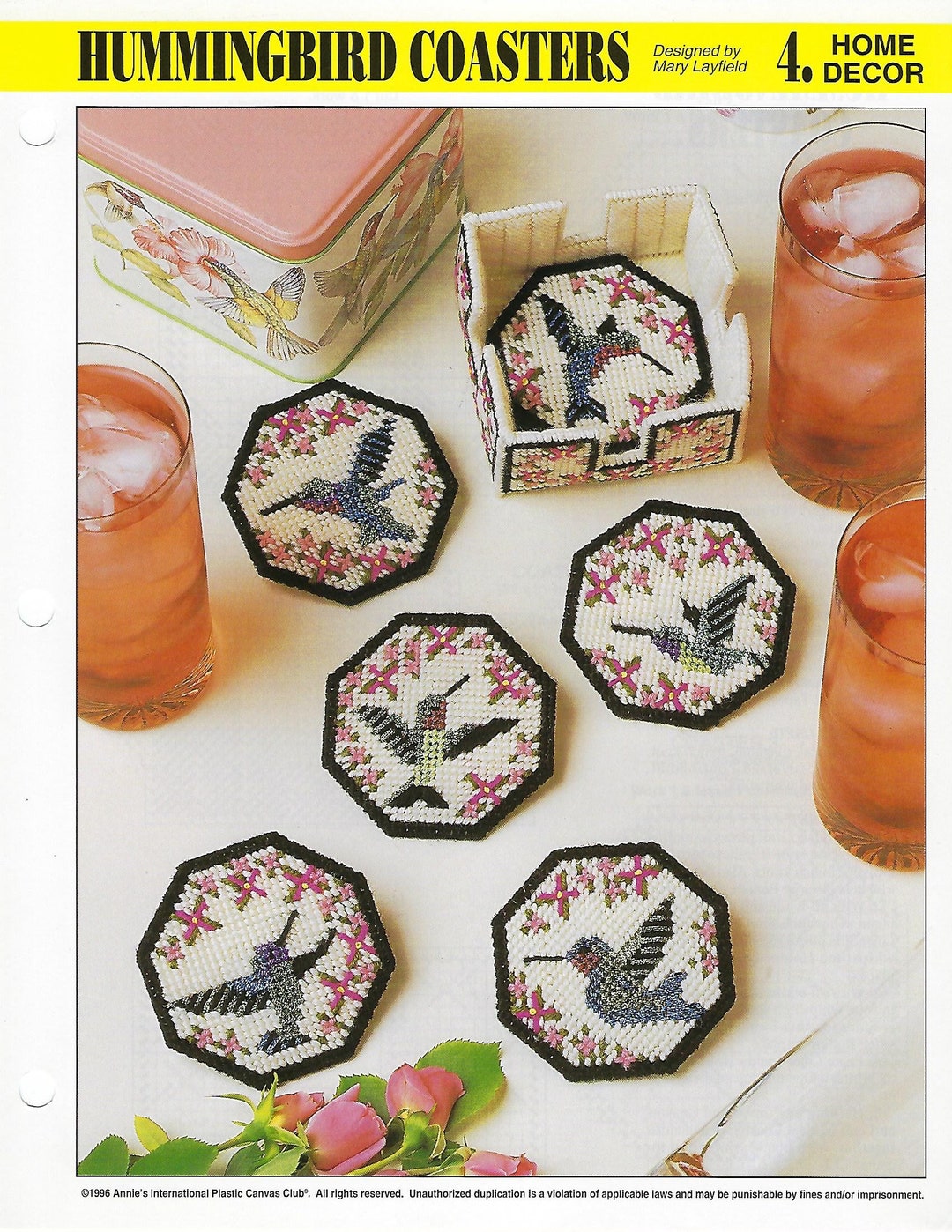 Hummingbird Coasters Plastic Canvas Pattern, Home Decor, Kitchen Decor ...