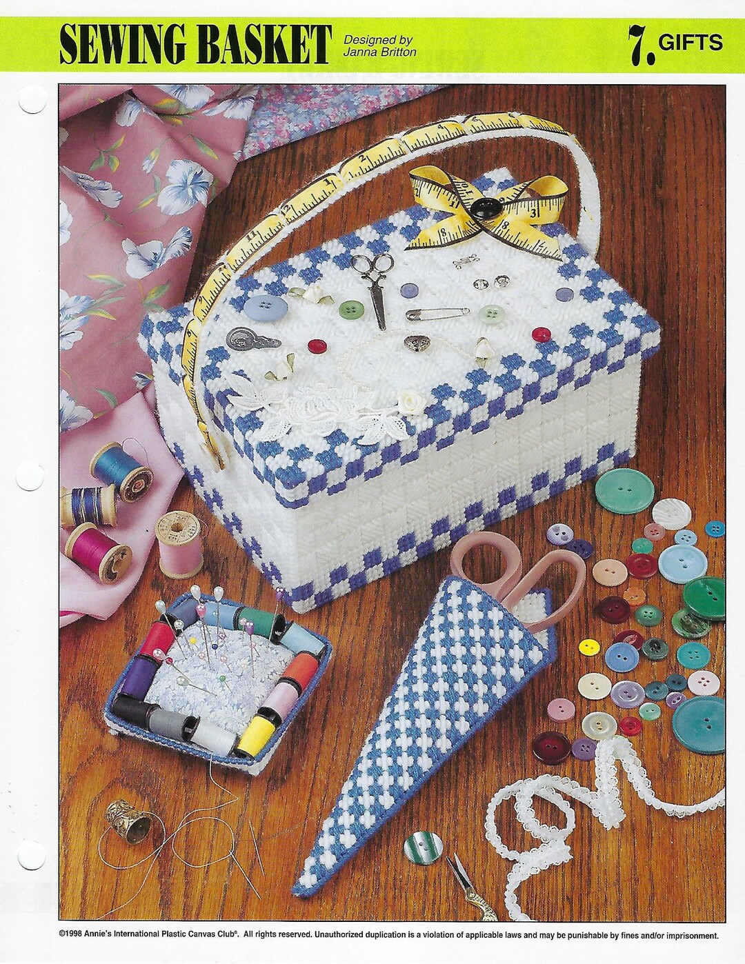 Sewing Basket Plastic Canvas Pattern/annie's International Pattern Club ...