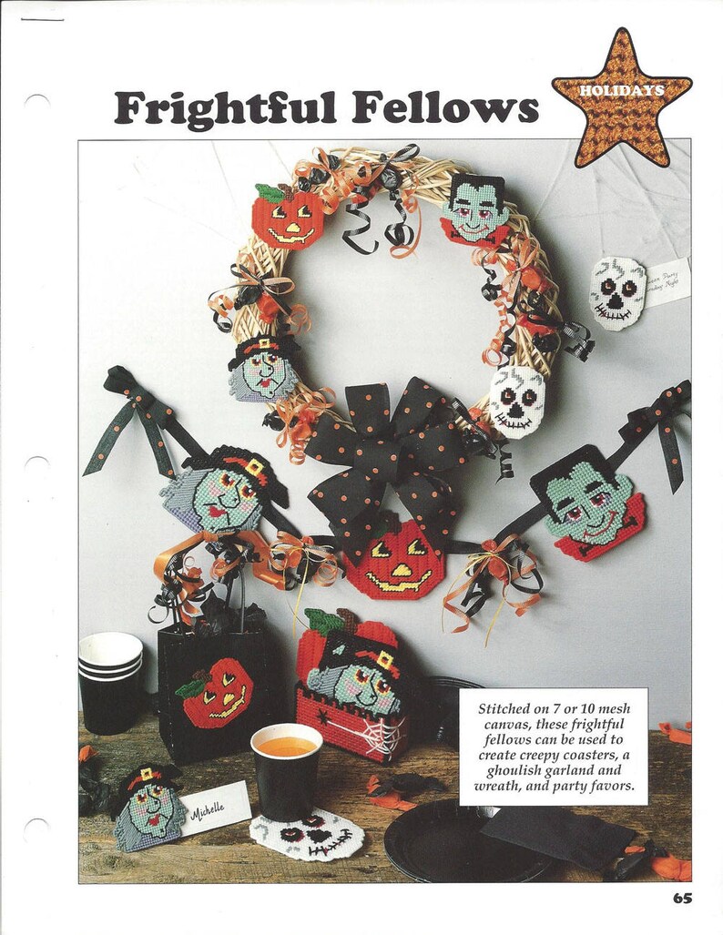 Frightful Fellows & Heart Notes Plastic Canvas Pattern - Etsy