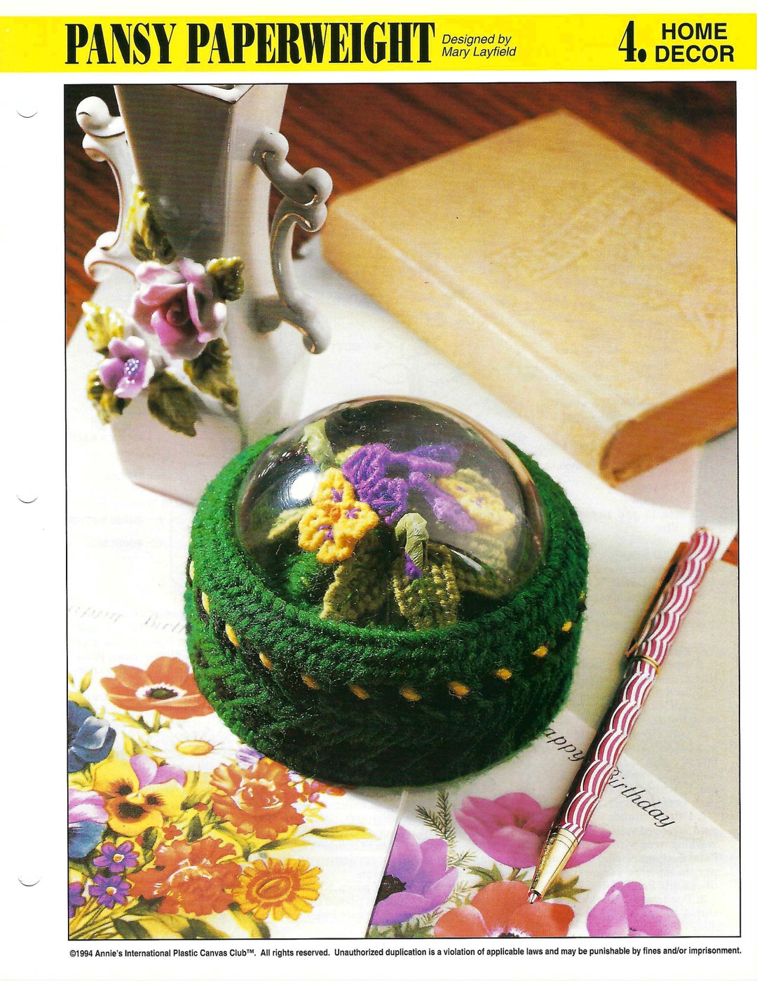 Pansy Paperweight Plastic Canvas Pattern Annie's International Pattern ...