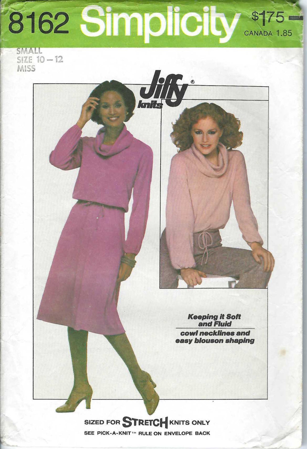 Simplicity 8162 Jiffy Sewing Pattern/knit Pullover Top & Skirt Size 10 ...