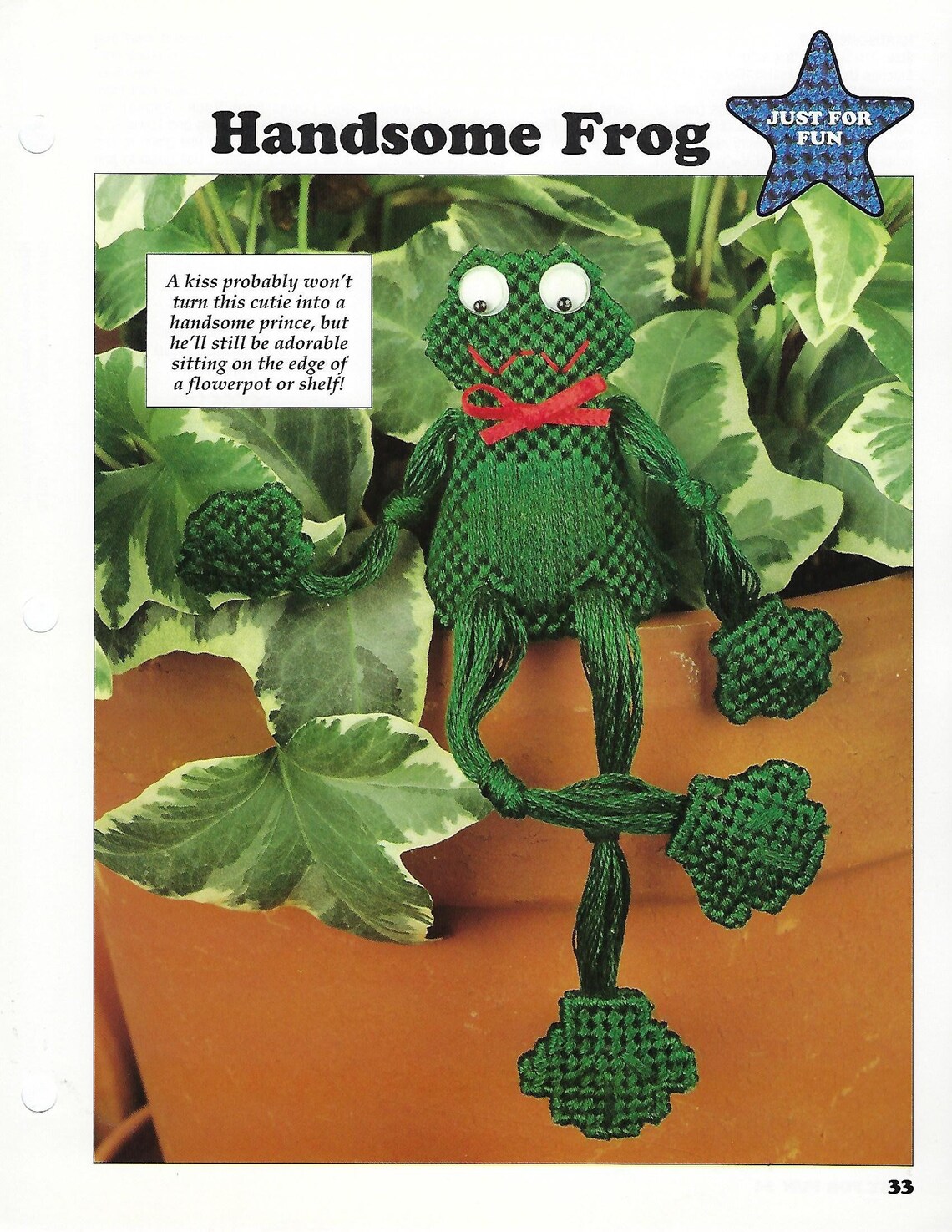 Handsome Frog Plastic Canvas Pattern Leisure Arts All Stars - Etsy