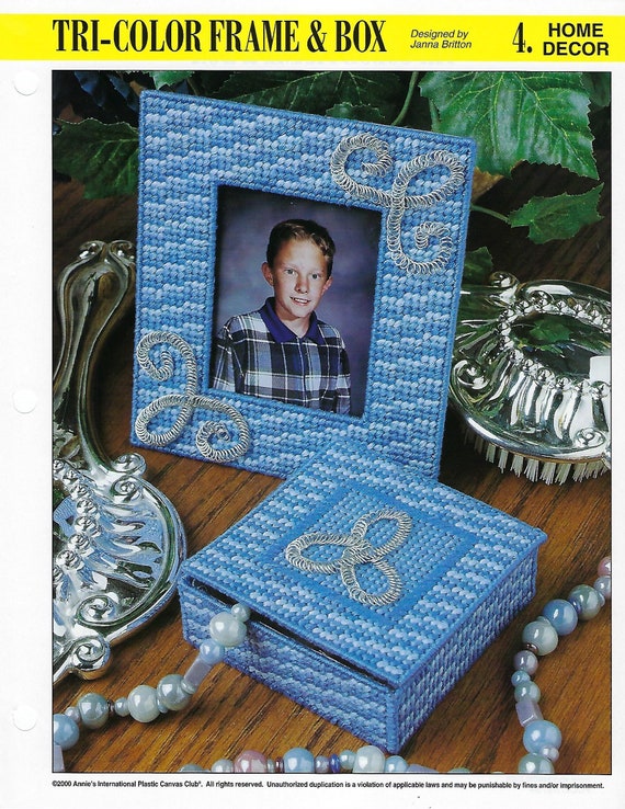 Tri-color Frame & Box Plastic Canvas Pattern Home Decor | Etsy