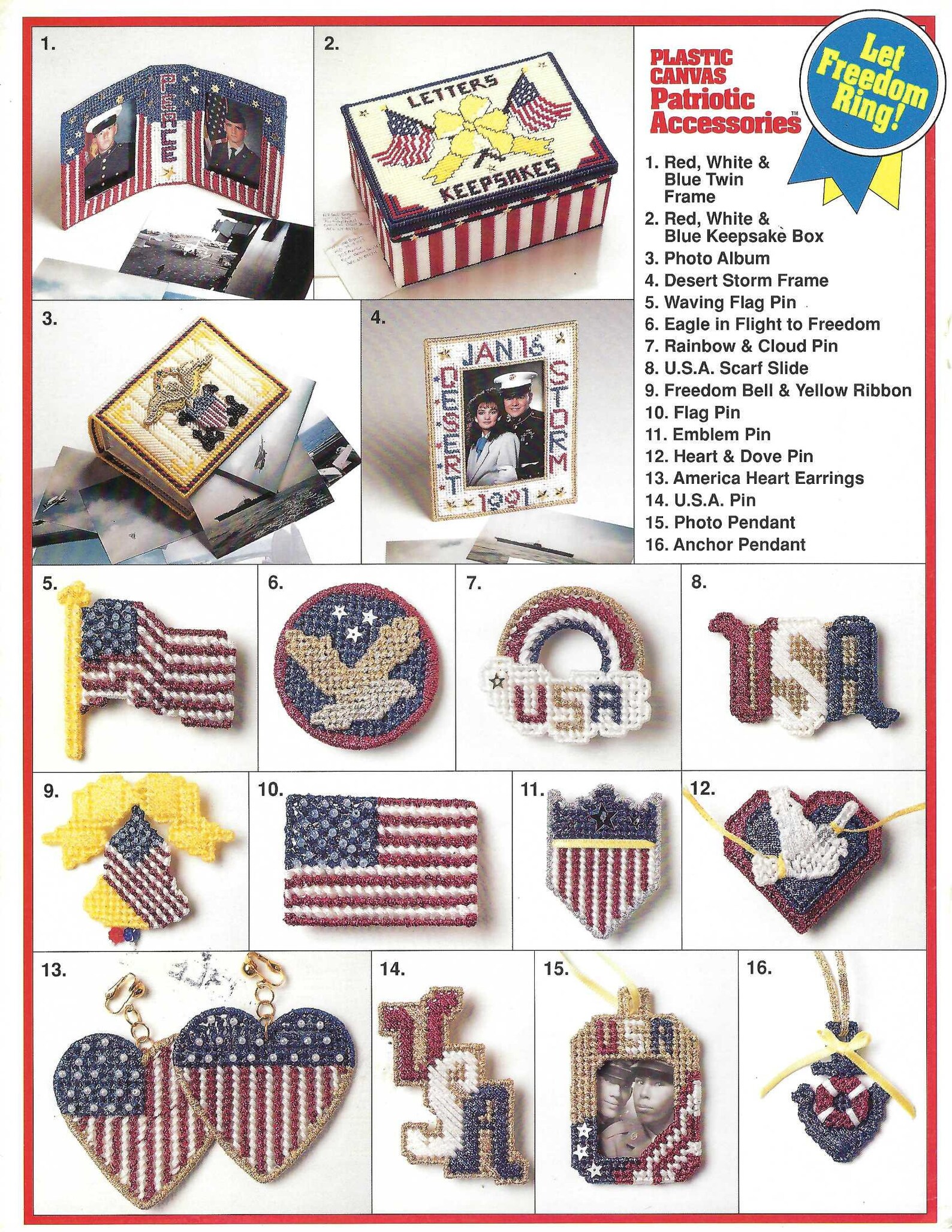 Patriotic Accessories Plastic Canvas Pattern Book Heart | Etsy