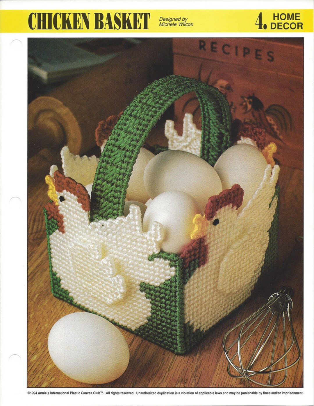 Chicken Basket Plastic Canvas Pattern Annie's - Etsy