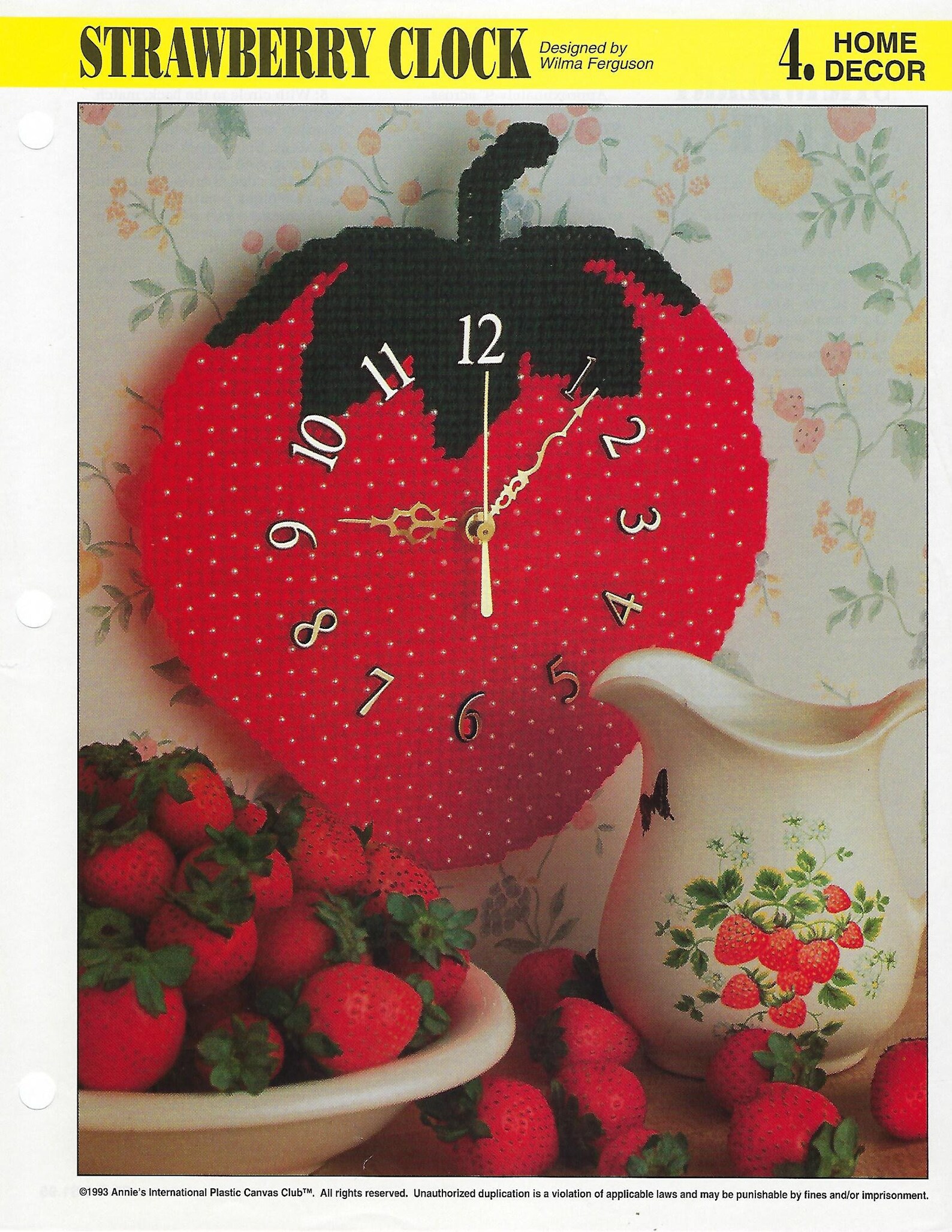 Strawberry Clock Plastic Canvas Pattern Annie's - Etsy