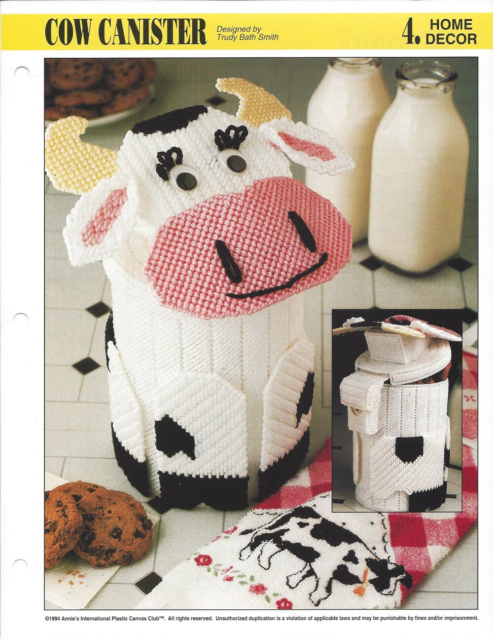 Cow Canister Plastic Canvas Pattern Annie's International Club - Etsy