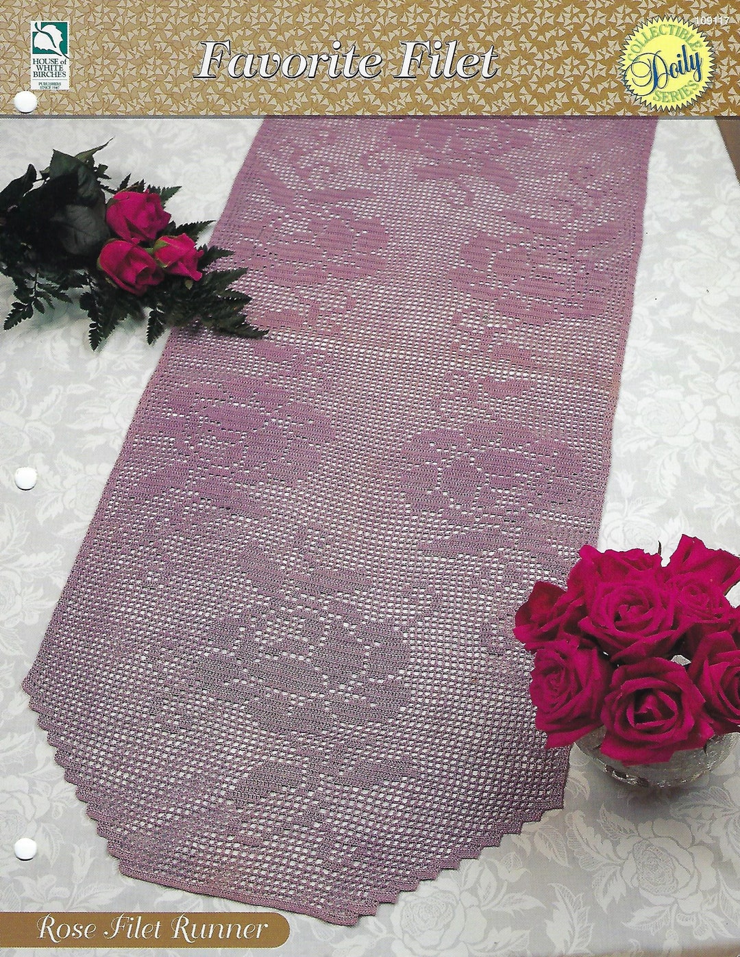 Rose Filet Runner Crochet Doily Pattern/house of White Birches - Etsy