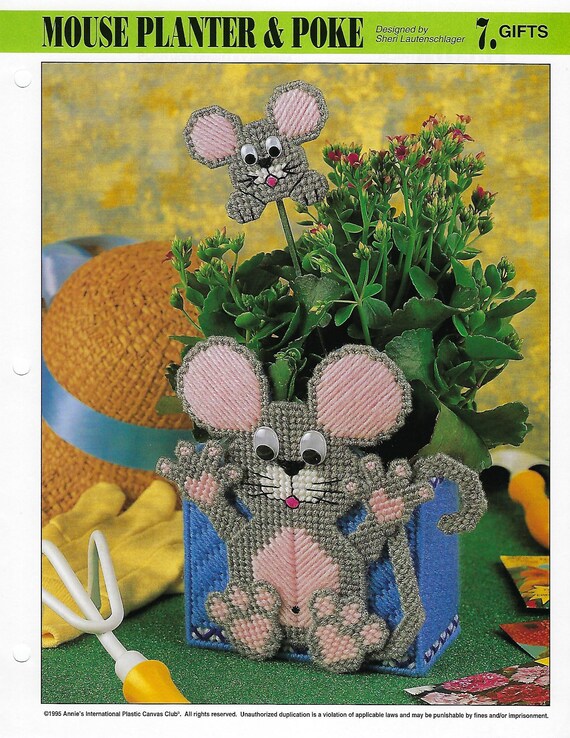 Mouse Planter & Poke Plastic Canvas Pattern Home Decor - Etsy