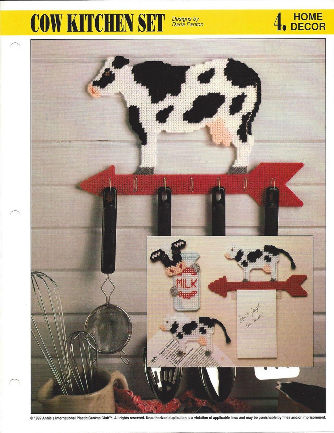 Cow Kitchen Set Plastic Canvas Pattern/annie's Interntional Pattern ...