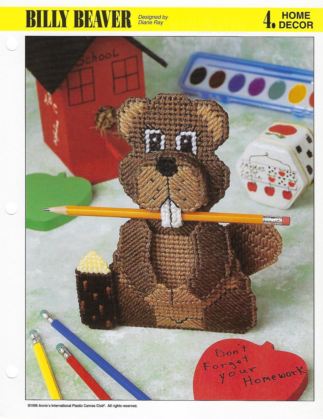 Billy Beaver Plastic Canvas Pattern/annie's International Pattern Club ...