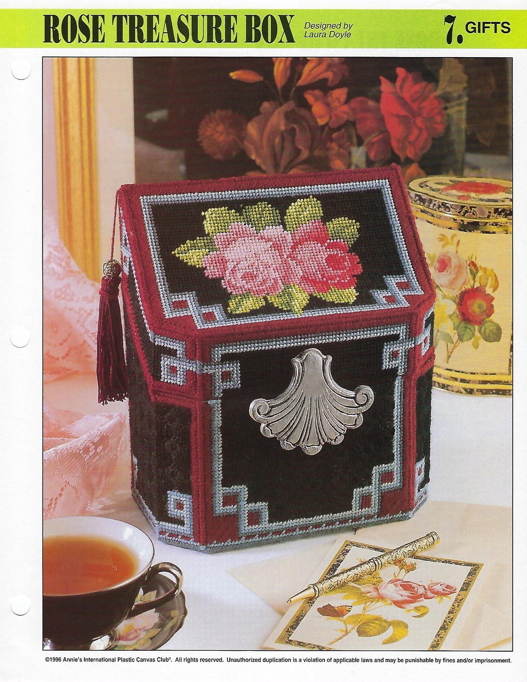 Rose Treasure Box Plastic Canvas Pattern/annie's International Pattern ...