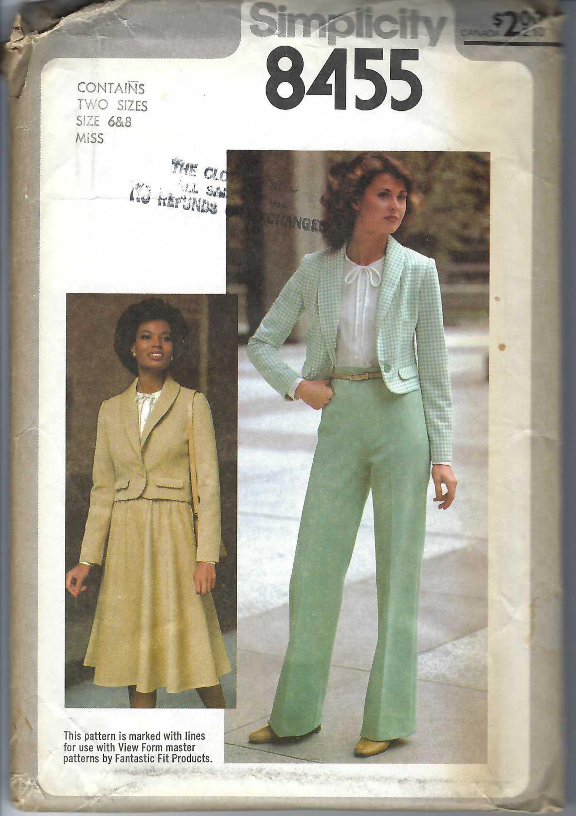 Sewing Pattern Simplicity 8455/misses Sizes 6 & 8/uncut Factory Folded ...