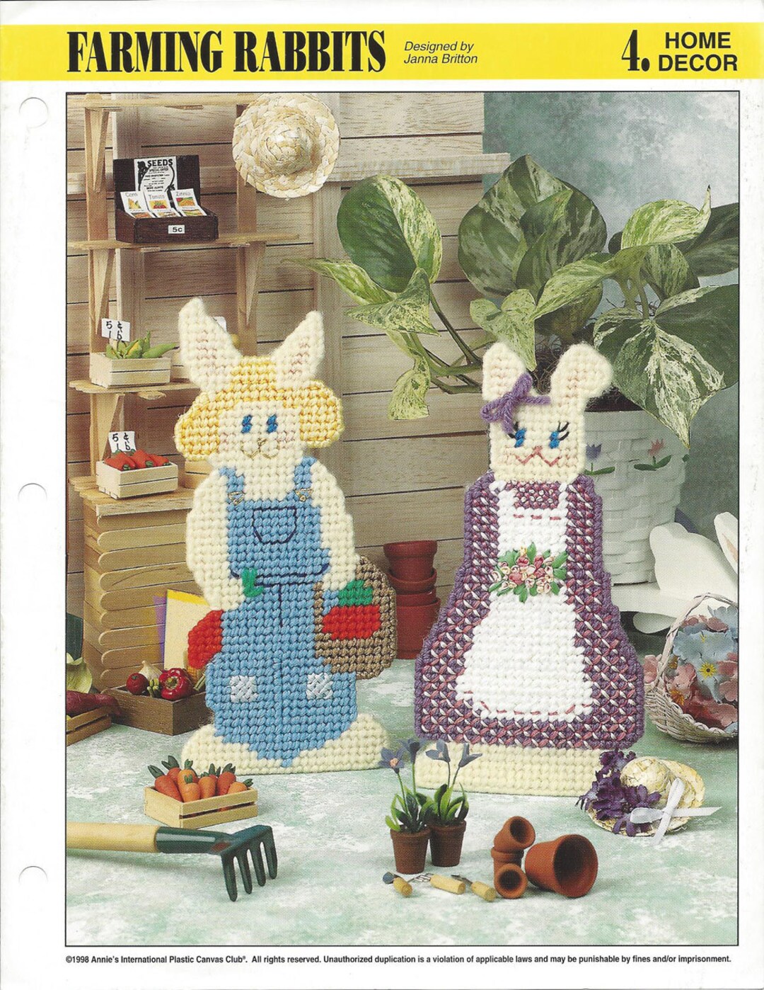 Farming Rabbits Plastic Canvas Pattern/annie's International Plastic ...