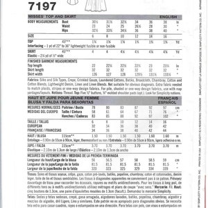 Sewing Pattern Simplicity 7197 Misses Top & Skirt Sizes: - Etsy