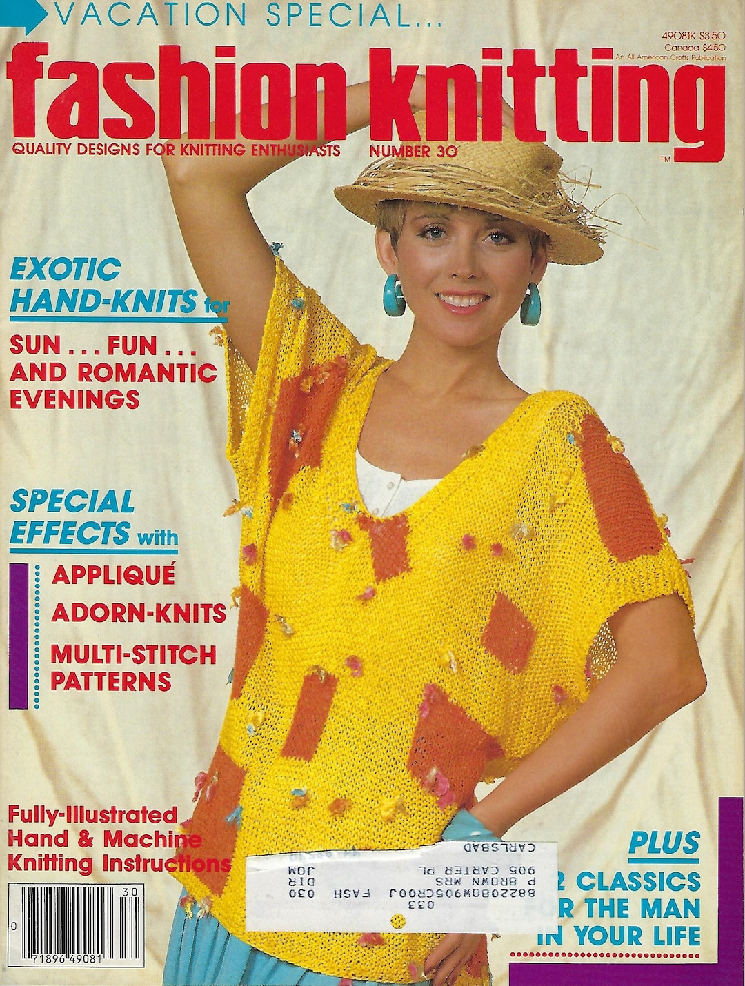 Fashion Knitting Magazine/april 1987/number 30 - Etsy
