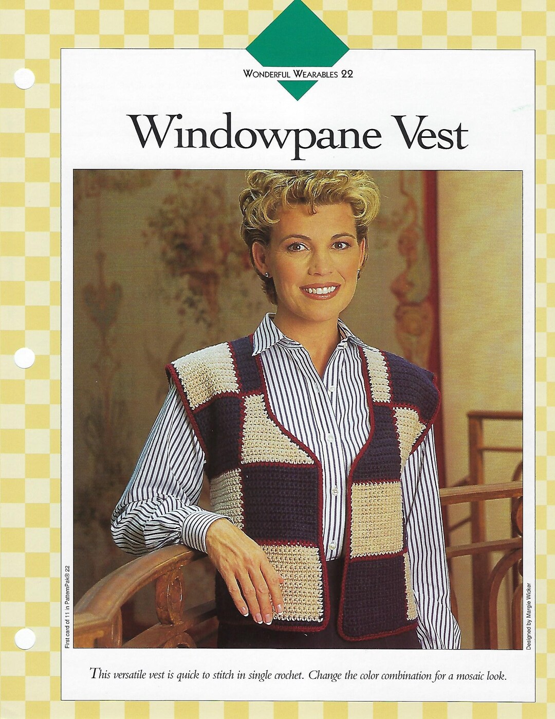 Windowpane Vest Crochet Pattern/vanna's Afghan & Crochet Favorites - Etsy