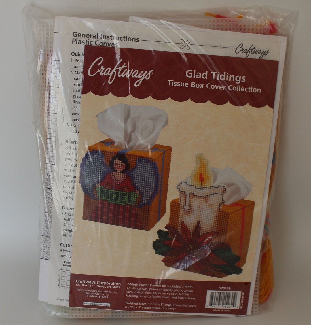 Glad Tidings Tissue Box Cover Collection Plastic Canvas Pattern Kit ...