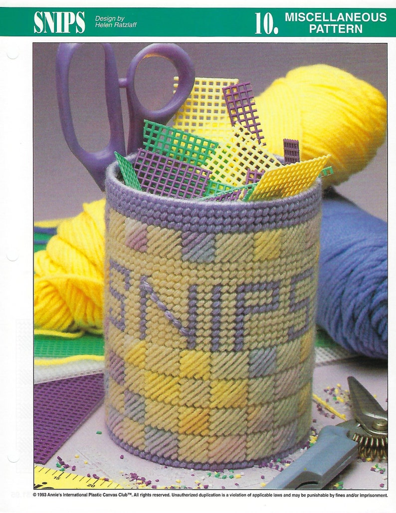 Snips Plastic Canvas Pattern Annie's International Pattern Club - Etsy